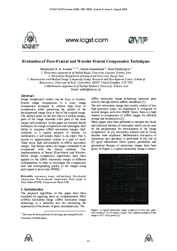 (PDF) Evaluation of Pure-Fractal and Wavelet-Fractal Compression Techniques
