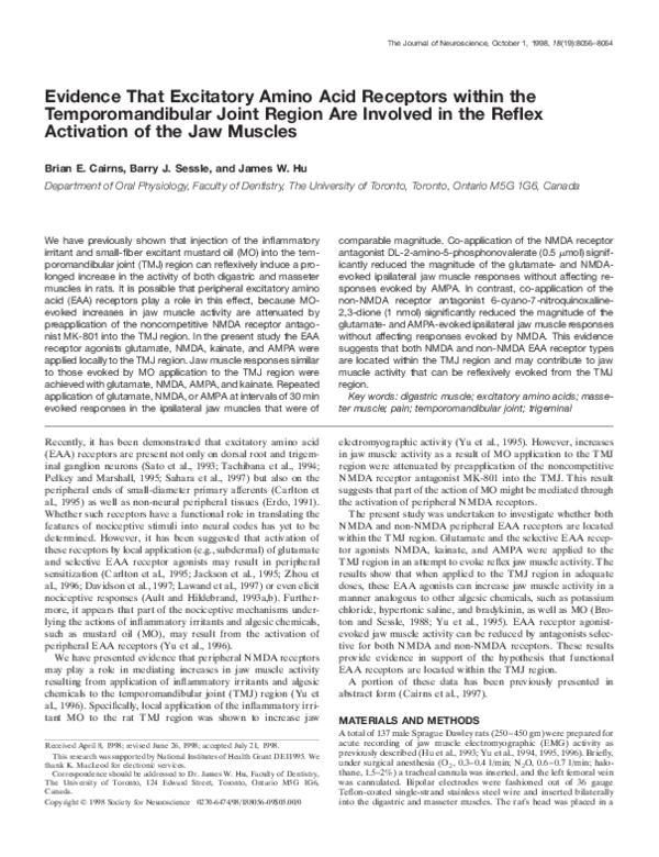 (PDF) Evidence That Excitatory Amino Acid Receptors within the ...
