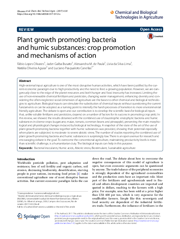 (PDF) Plant growth promoting bacteria and humic substances: crop ...