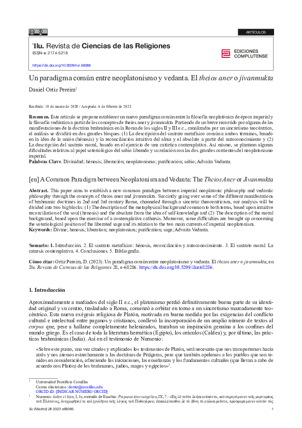(PDF) Un paradigma común entre neoplatonismo y vedanta: el «theios aner ...