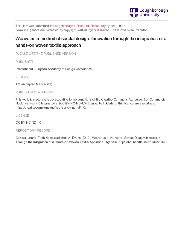 (PDF) Weave as a method of sandal design: Innovation through the ...