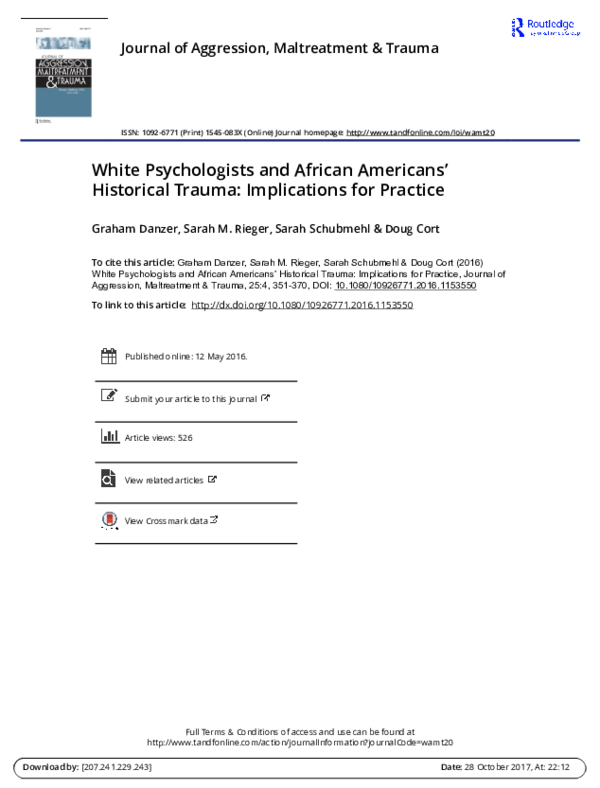 (PDF) White Psychologists and African Americans’ Historical Trauma ...