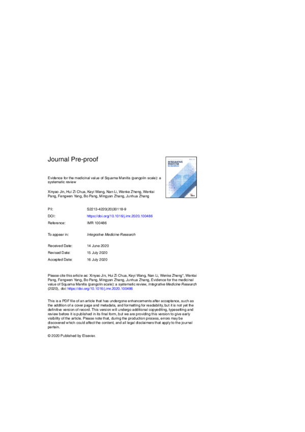 (PDF) Evidence for the medicinal value of Squama Manitis (pangolin ...