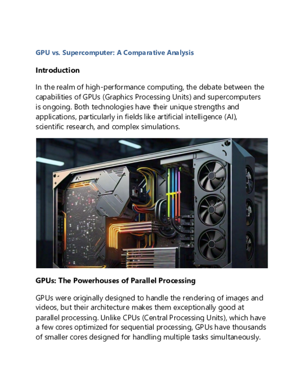 (PDF) GPU vs. Supercomputer A Comparative Analysis