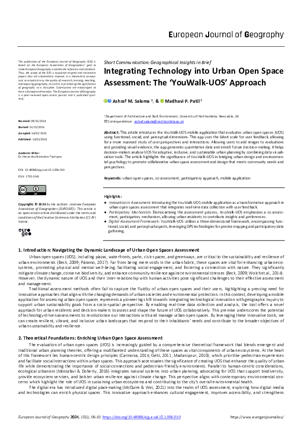 (PDF) Integrating Technology into Urban Open Space Assessment: The ...