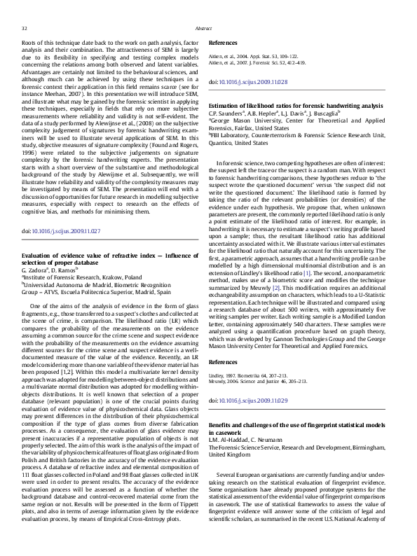 Pdf Estimation Of Likelihood Ratios For Forensic Handwriting Analysis