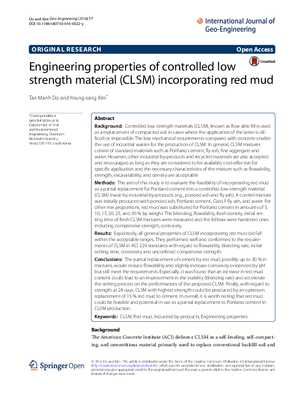 (PDF) Engineering properties of controlled low strength material (CLSM ...