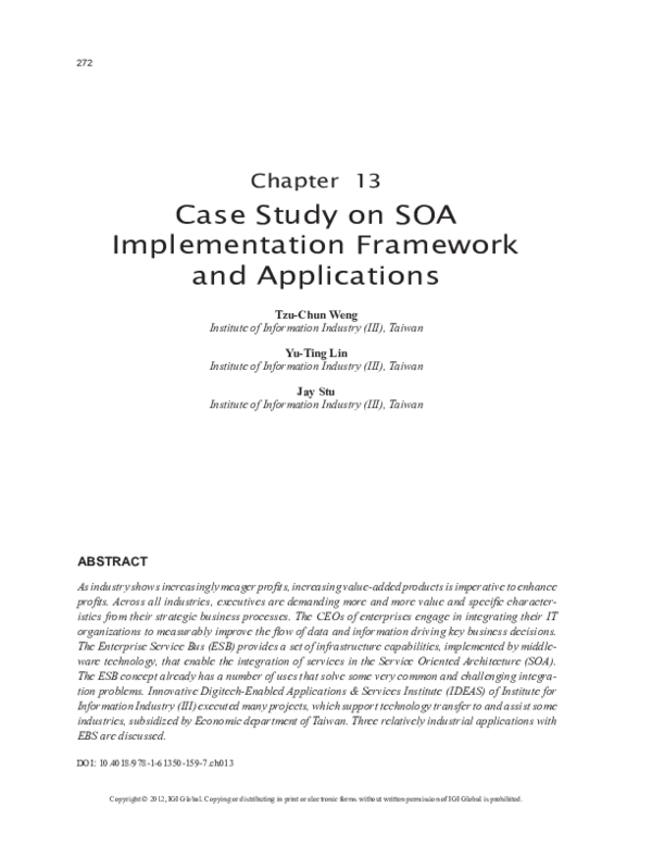 (PDF) Case Study on SOA Implementation Framework and Applications