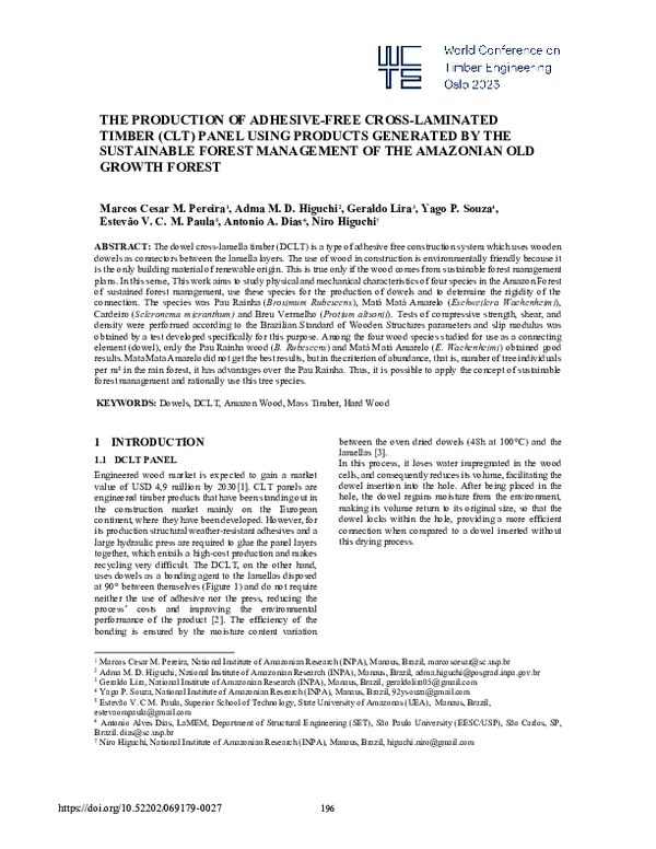 (PDF) The Production of Adhesive Free Cross-Lamella Timber (CLT) Panel ...