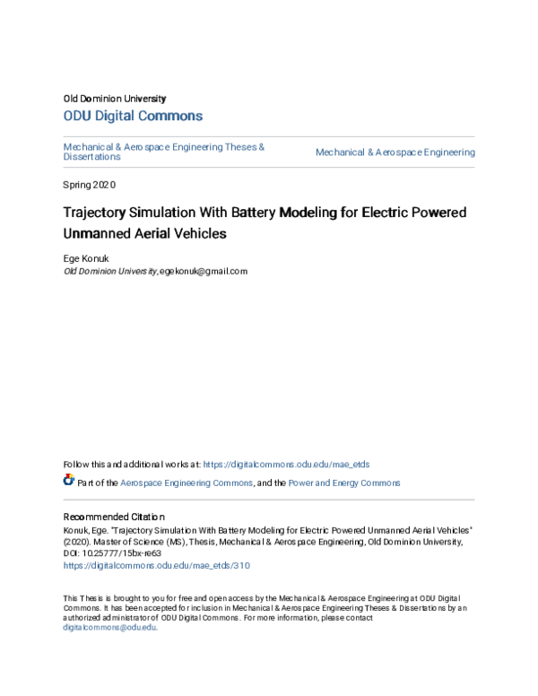 (PDF) Trajectory Simulation with Battery Modeling for Electric Powered Unmanned Aerial Vehicles