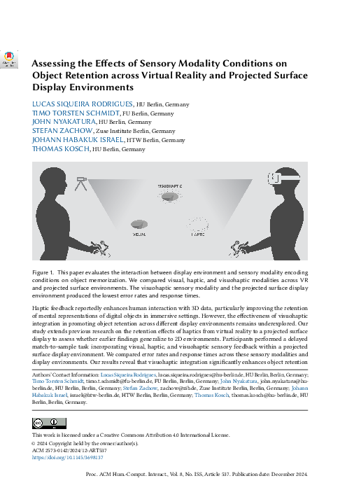 (PDF) Assessing the Effects of Sensory Modality Conditions on Object ...