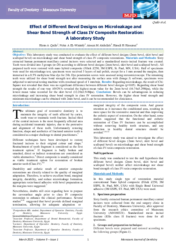 (PDF) Effect of Different Bevel Designs on Microleakage and Shear Bond ...