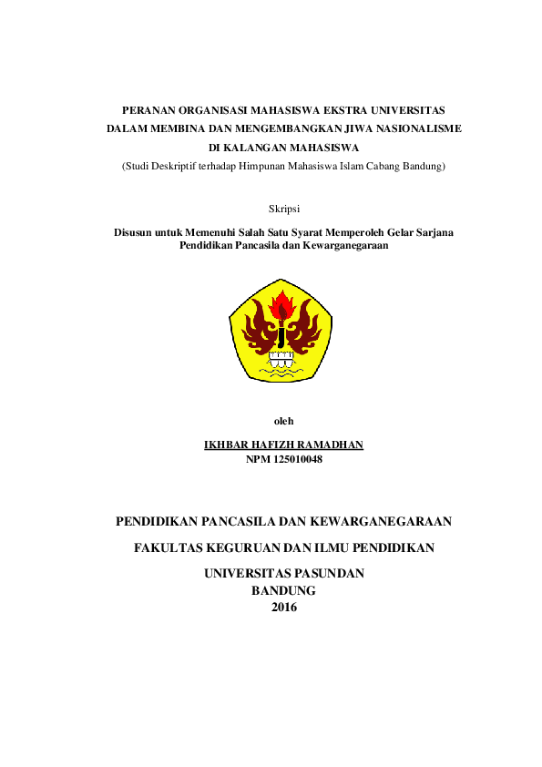 (PDF) PERANAN ORGANISASI MAHASISWA EKSTRA UNIVERSITASDALAM MEMBINA DAN ...