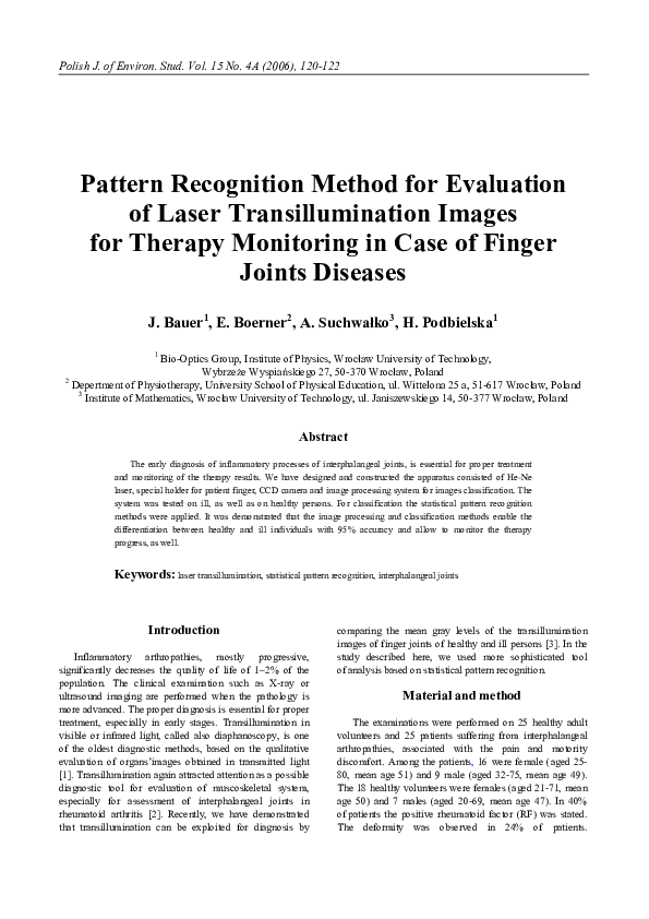 (PDF) Pattern Recognition Method for Evaluation of Laser Transillumination Images for Therapy ...