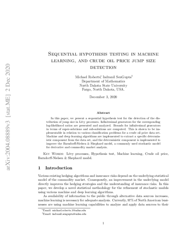(PDF) Sequential hypothesis testing in machine learning driven crude ...