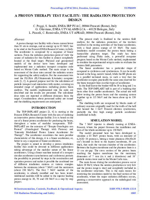 (PDF) Radiation Protection Design for a Proton Therapy Facility