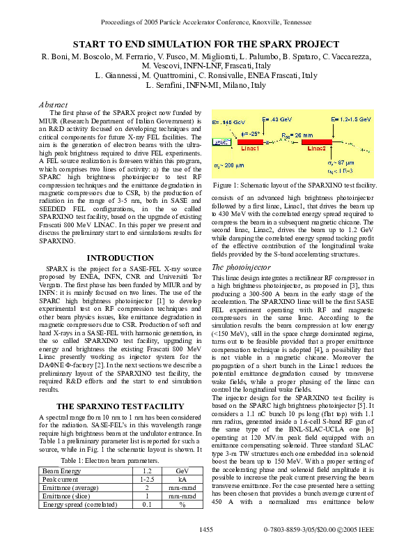 (PDF) Start to End Simulation for the SPARX Project | Concetta ...