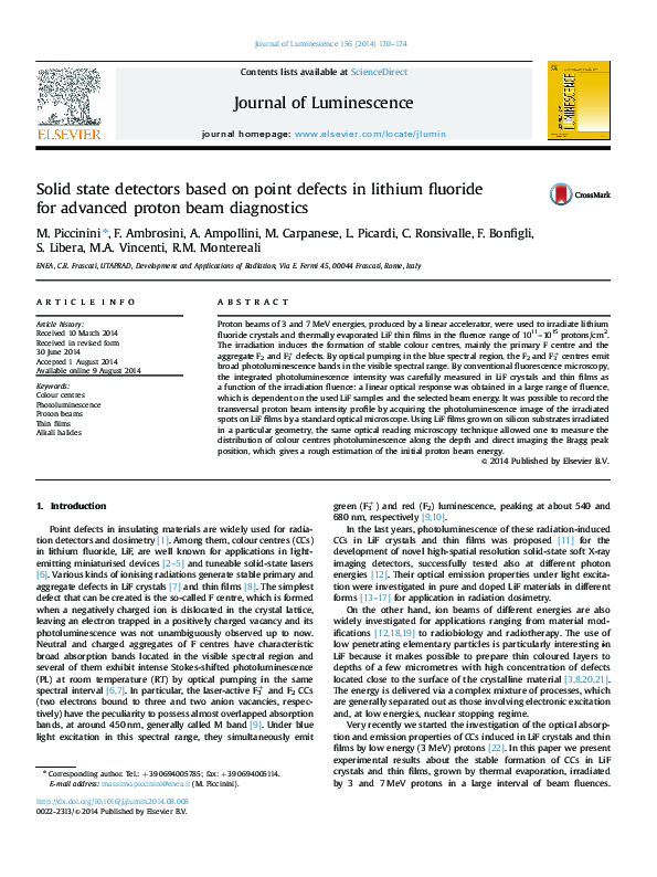 (PDF) Solid state detectors based on point defects in lithium fluoride for advanced proton beam ...