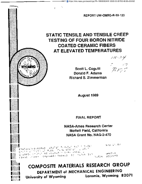 (PDF) Static tensile and tensile creep testing of four boron nitride ...