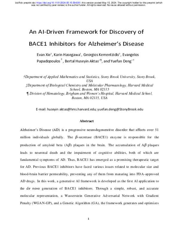 (PDF) An AI-Driven Framework for Discovery of BACE1 Inhibitors for ...
