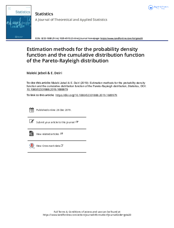 (PDF) Estimation methods for the probability density function and the ...