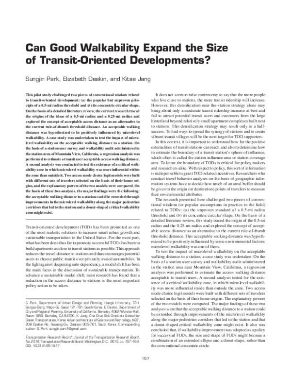 (PDF) Can Good Walkability Expand the Size of Transit-Oriented ...