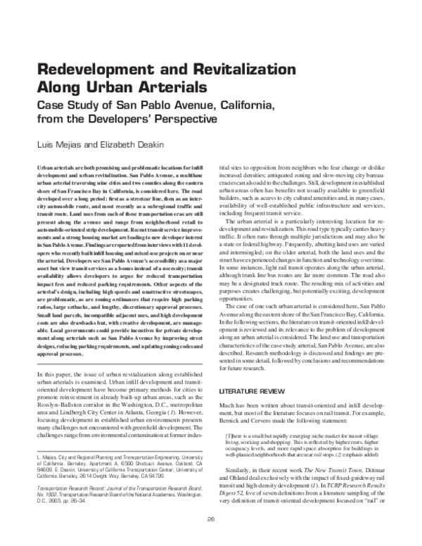 (PDF) Redevelopment and Revitalization along Urban Arterials