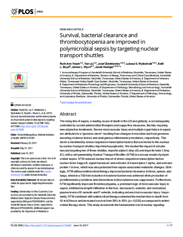 (PDF) Survival, bacterial clearance and thrombocytopenia are improved ...