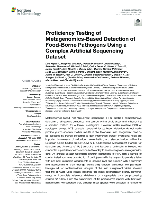 (PDF) Proficiency Testing of Metagenomics-Based Detection of Food-Borne ...