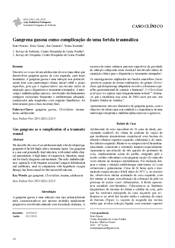 (PDF) Gangrena gasosa como complicação de uma ferida traumática