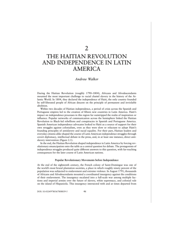 (PDF) The Haitian Revolution and Independence in Latin America