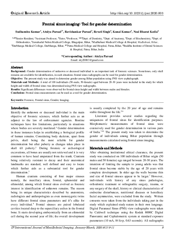 Pdf Frontal Sinus Imaging Tool For Gender Determination 3722