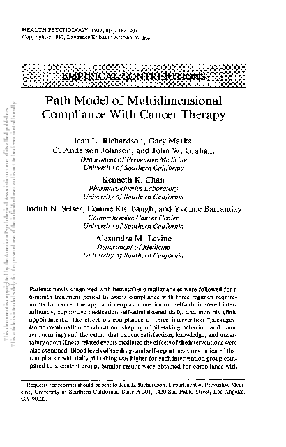(PDF) Path model of multidimensional compliance with cancer therapy ...