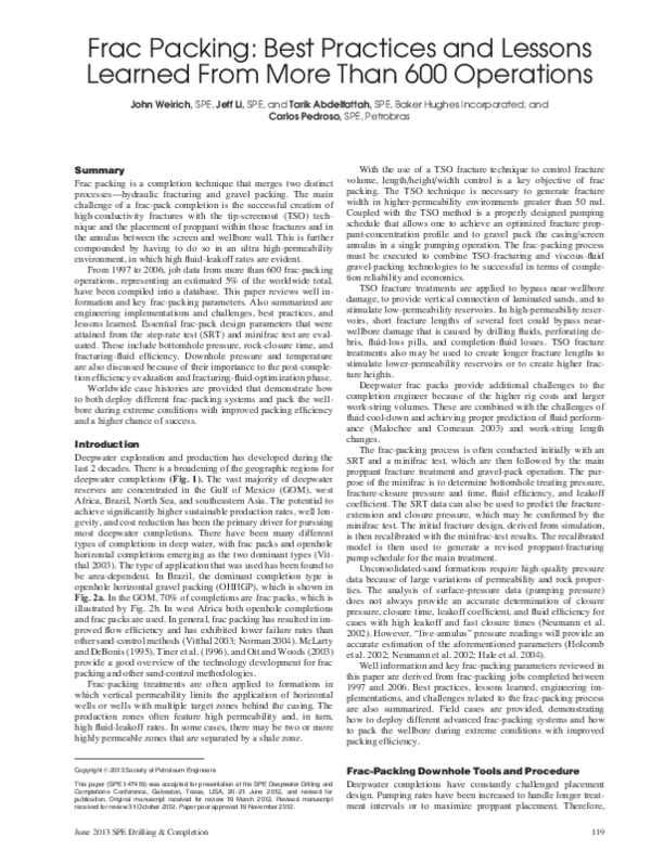 (PDF) Frac Packing: Best Practices and Lessons Learned From More Than ...
