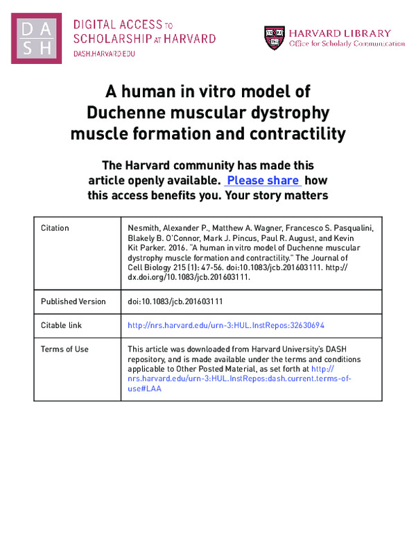 (PDF) A human in vitro model of Duchenne muscular dystrophy muscle ...