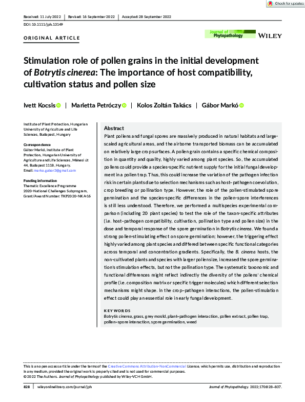 (PDF) Stimulation role of pollen grains in the initial development of ...