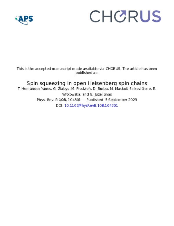 (PDF) Spin squeezing in open Heisenberg spin chains