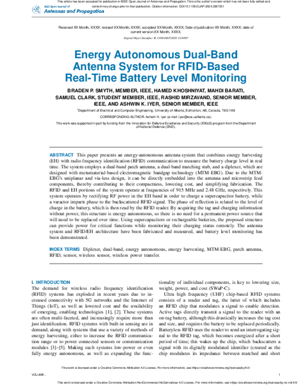 (PDF) Energy Autonomous Dual-Band Antenna System for RFID-Based Real ...
