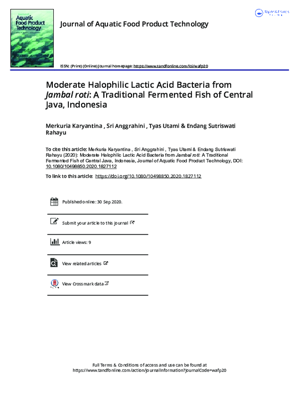 (PDF) Moderate Halophilic Lactic Acid Bacteria from Jambal roti: A Traditional Fermented Fish of ...