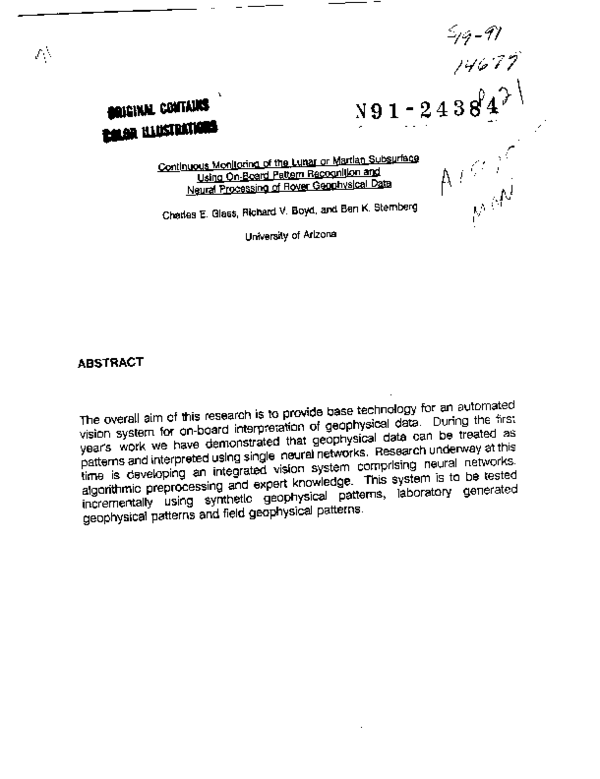 Pdf Continuous Monitoring Of The Lunar Or Martian Subsurface Using On Board Pattern