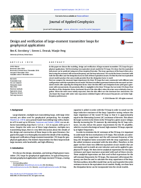 (PDF) Design and verification of large-moment transmitter loops for geophysical applications