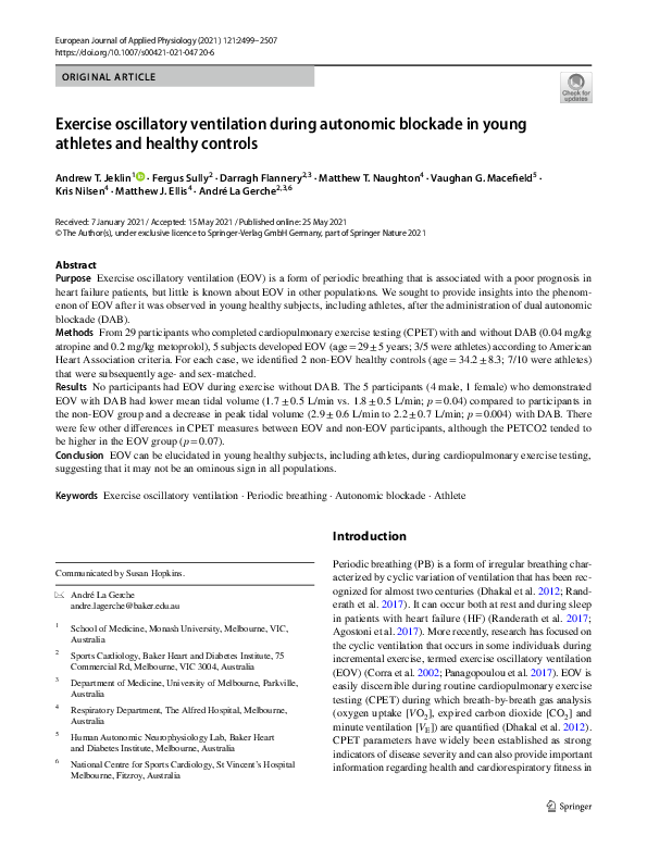 (PDF) Exercise oscillatory ventilation during autonomic blockade in ...