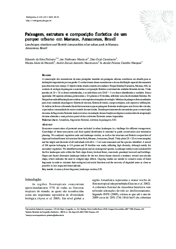 (PDF) Paisagem, estrutura e composição florística de um parque urbano ...