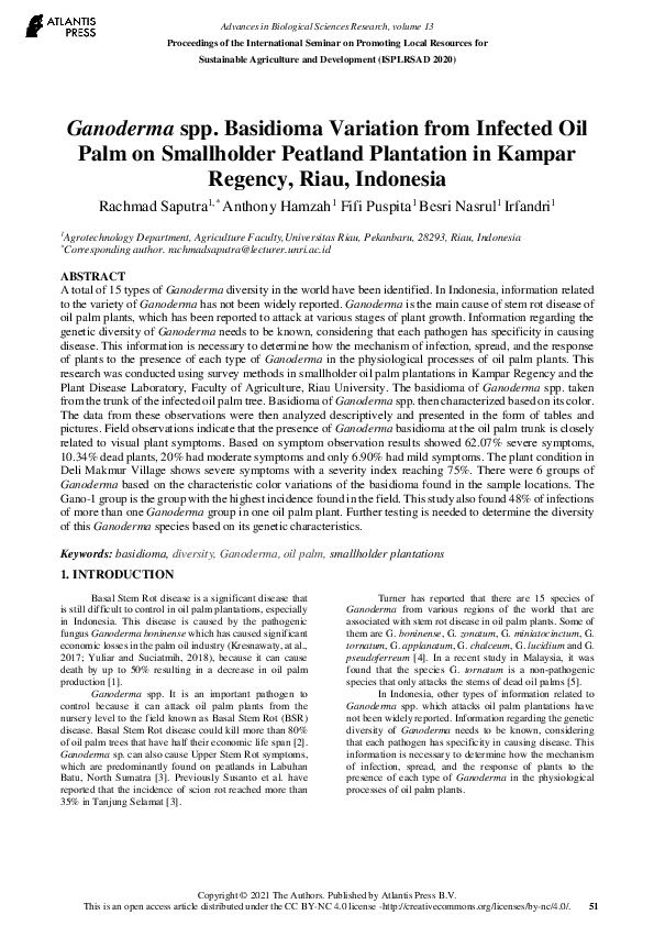 (PDF) Ganoderma spp. Basidioma Variation from Infected Oil Palm on ...