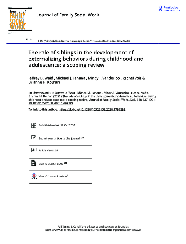 (PDF) The role of siblings in the development of externalizing ...