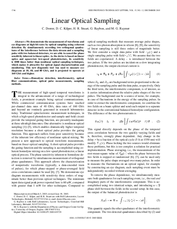 (PDF) Linear optical sampling