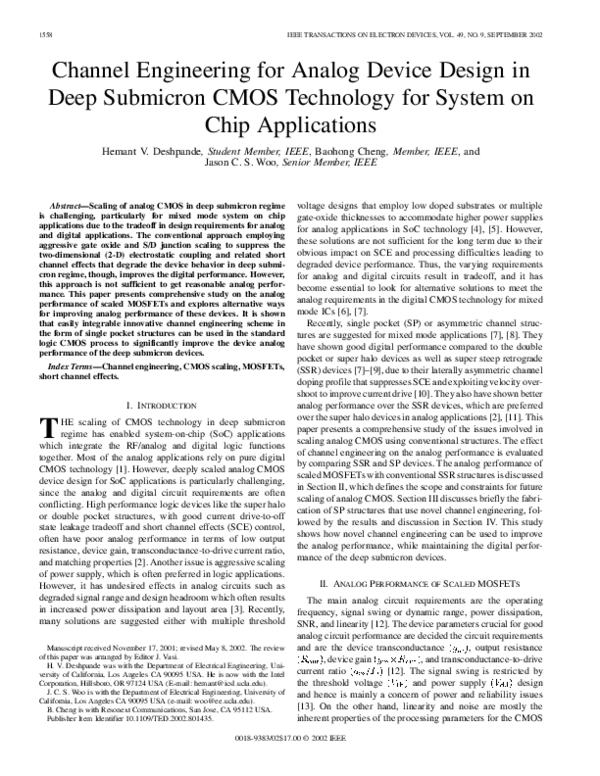 (PDF) Channel engineering for analog device design in deep submicron CMOS technology for system ...