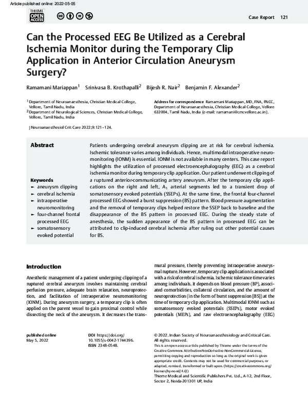 (PDF) Can the Processed EEG Be Utilized as a Cerebral Ischemia Monitor ...
