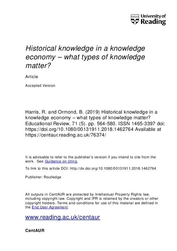 (PDF) Historical knowledge in a knowledge economy – what types of ...