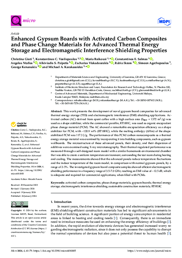 (PDF) Enhanced Gypsum Boards with Activated Carbon Composites and Phase ...
